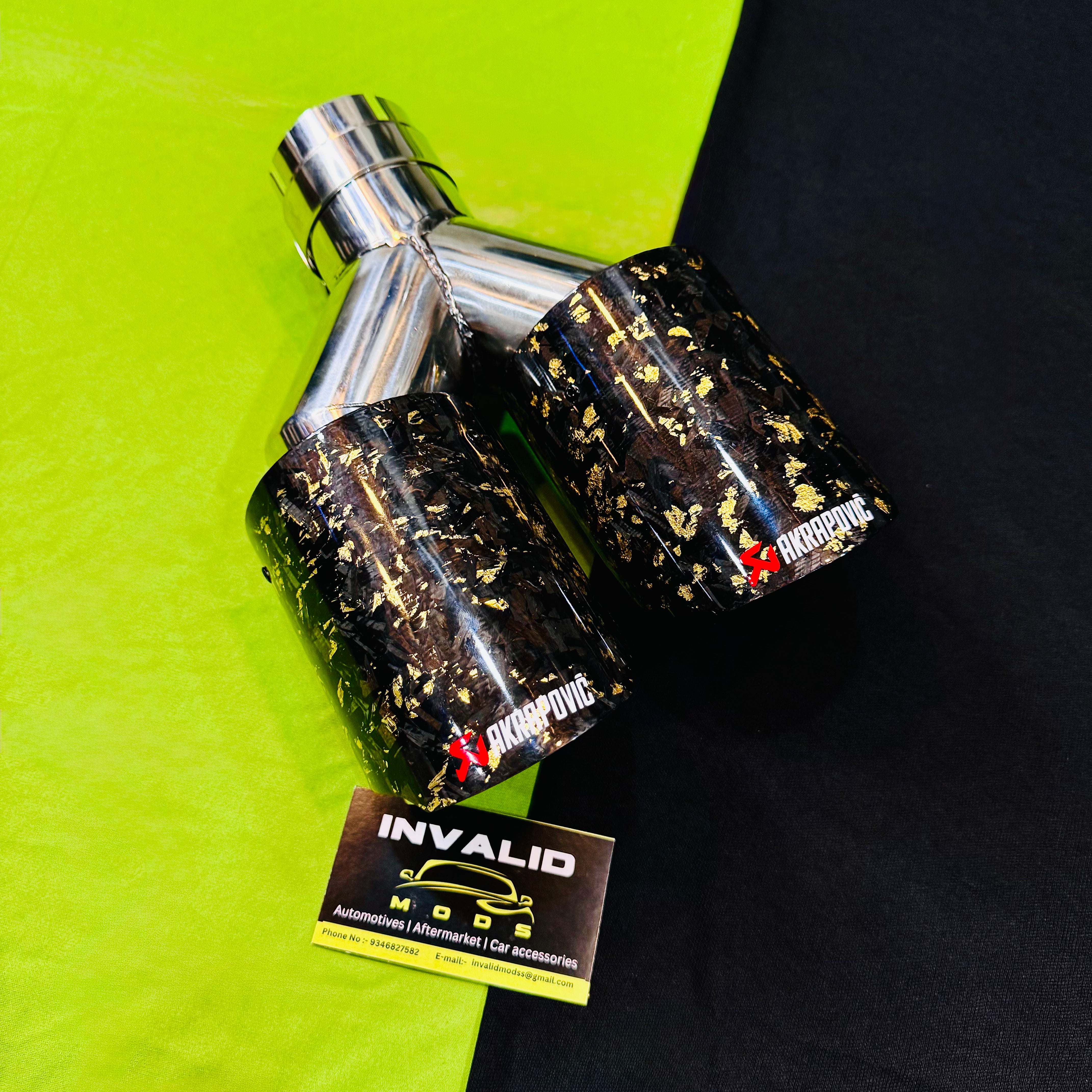 Akrapovic Dual Exhaust Tip | Golden Forged Carbon Akra Dual Tip ...